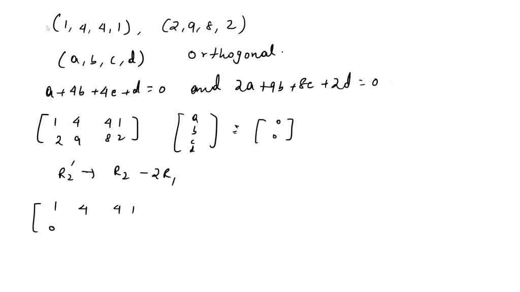 SOLVED: Problem 1. Find all vectors that are perpendicular to (1,4,4,1 ...