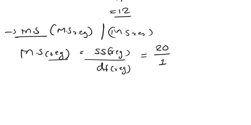 SOLVED: Calculate SS-regression, SS-residual, and SS-total. Calculate ...
