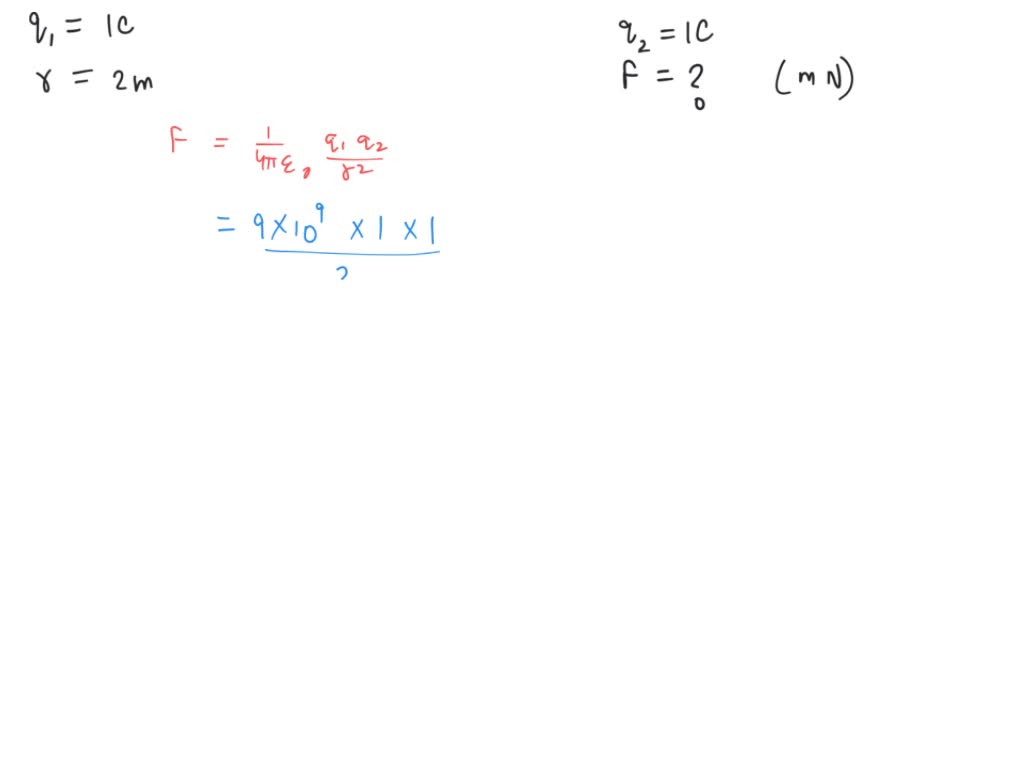 SOLVED: Calculate the force between two charges of 1 coulomb each ...