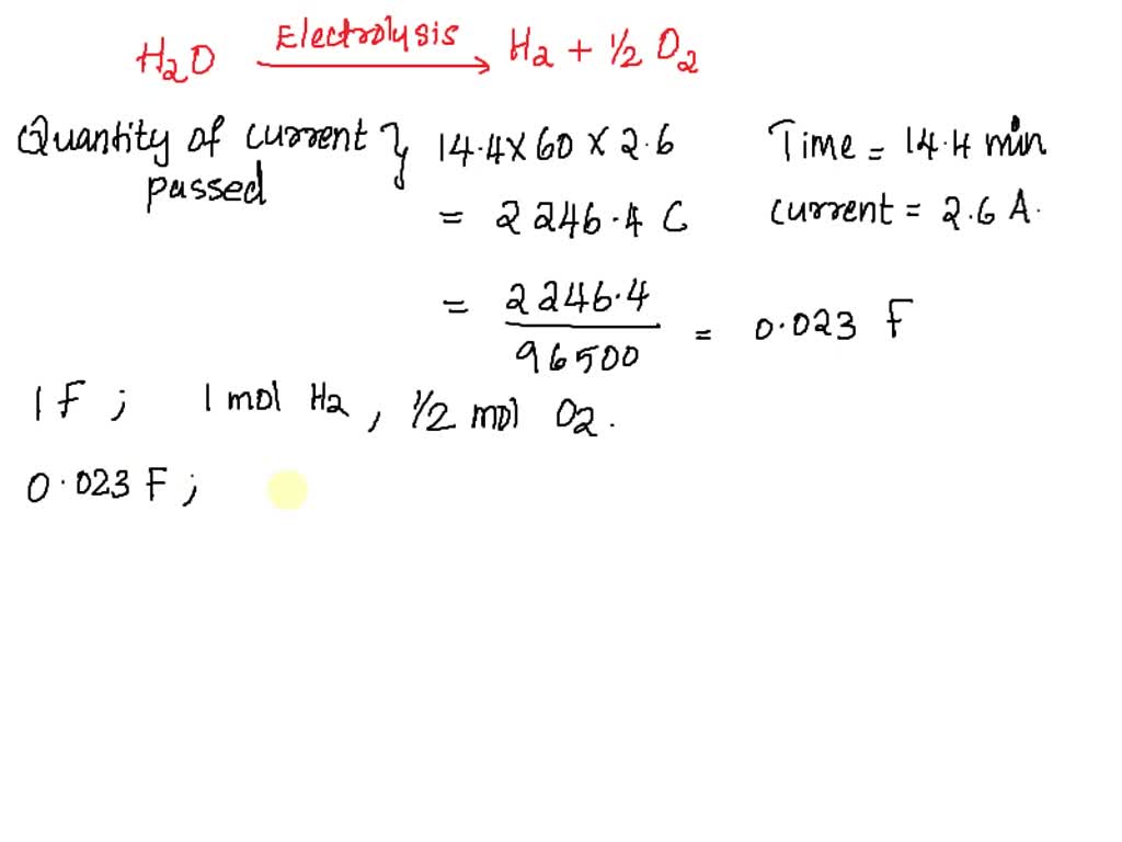 SOLVED: What volumes of H2(g) and O2(g) at STP are produced from the ...