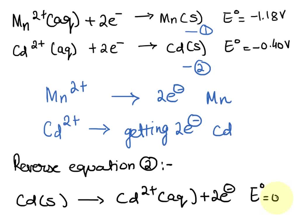 SOLVED: Given the following standard reduction potentials: Mn2t(aq ...