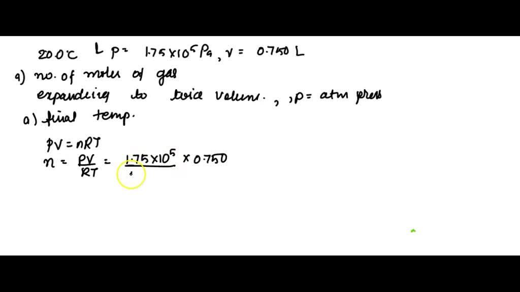 SOLVED: Q3.2 moles of an ideal gas are stored in a piston cylinder.The initial temperature of ...