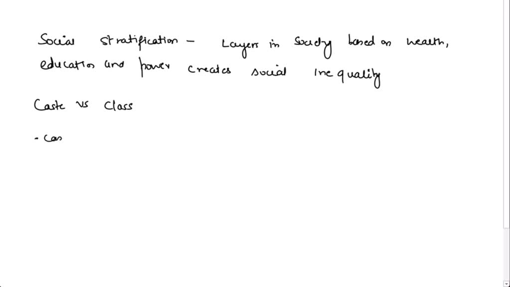 SOLVED: Select two of the systems of stratification: - Slavery - Caste - Class Define each ...