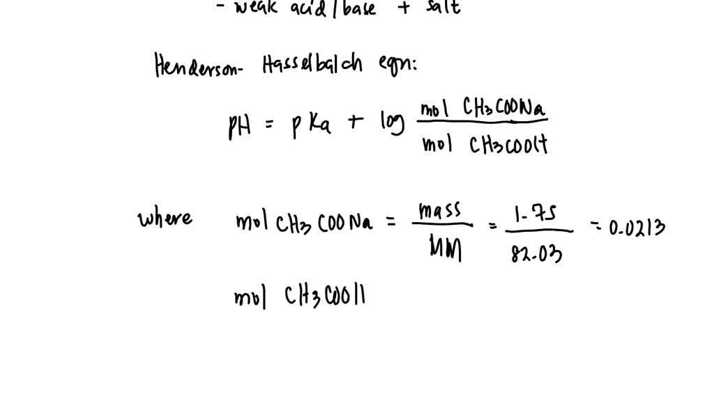 SOLVED: Calculate the pH of a solution prepared by dissolving 1.45g of sodium acetate, CH3COONa ...