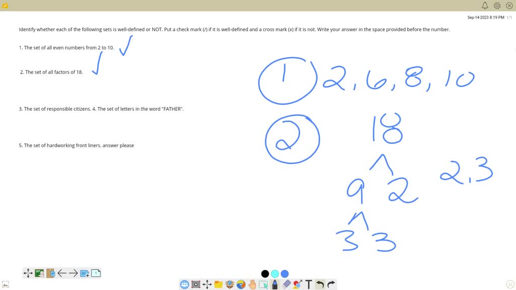 SOLVED: Identify whether each of the following sets is well-defined or NOT. Put a check mark ...