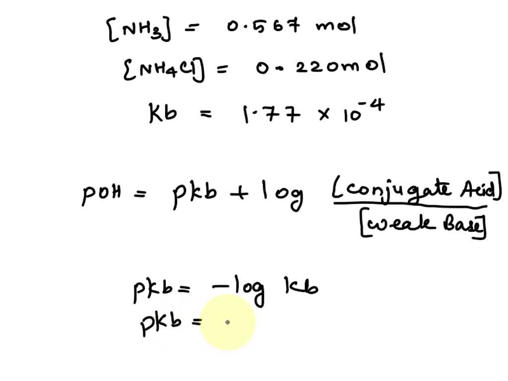 SOLVED: Calculate the pH of a solution prepared by dissolving 0.567 mol of NH3 and 0.220 mol of ...