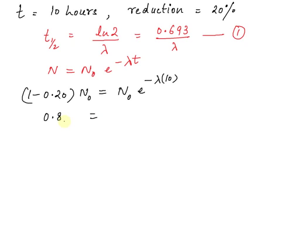 SOLVED: A radioactive material reduces to 20% of its initial quantity ...