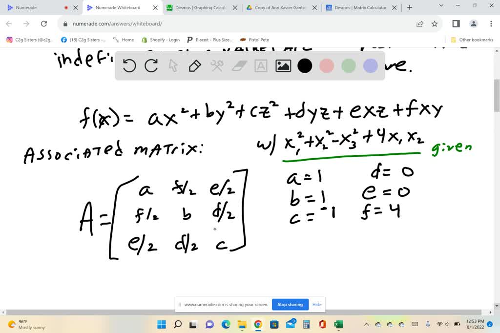 SOLVED: Classify each of the quadratic forms as positive definite, positive semidefinite ...