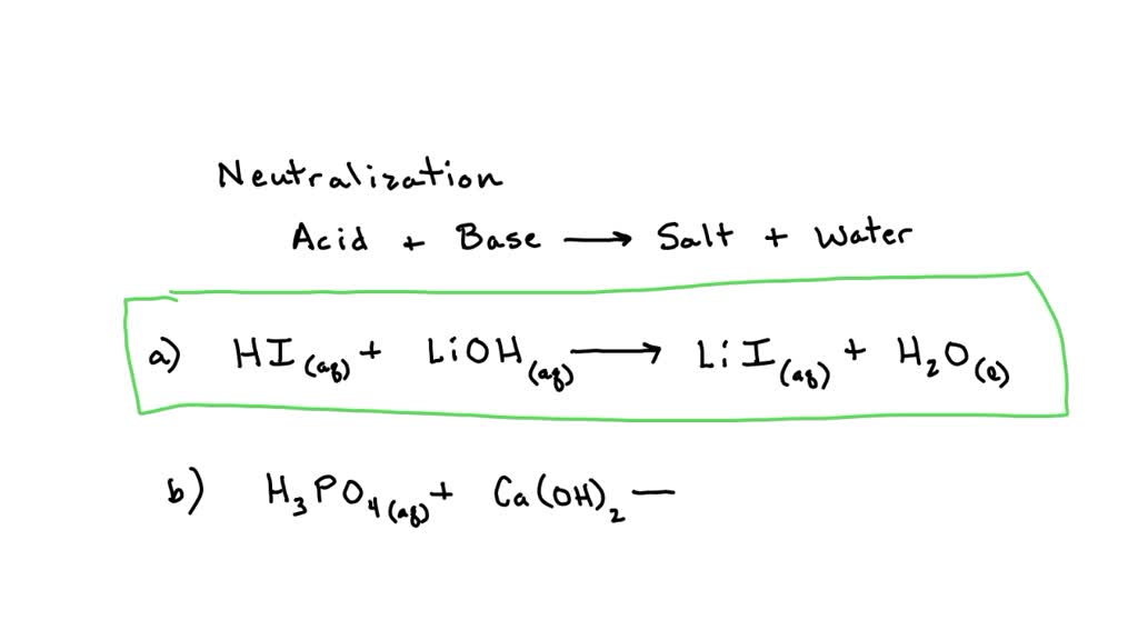 SOLVED: Complete and balance the following neutralization reactions. A ...