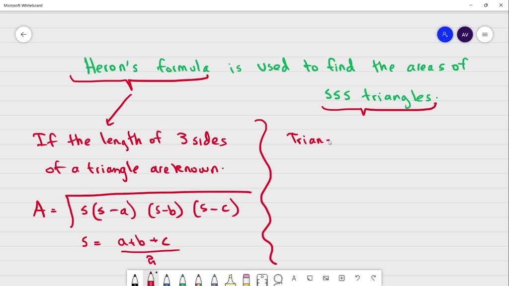 True or False Heron's formula is used to find the area of SSS triangles.