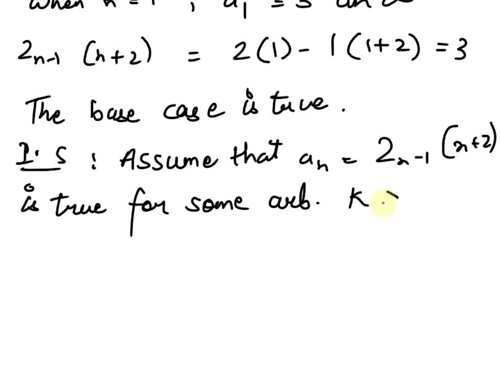 SOLVED: Let the numbers a0 = 1, a1 = 3, and an = 4(an-1 - an-2) for n â‰¥ 2. Prove using ...