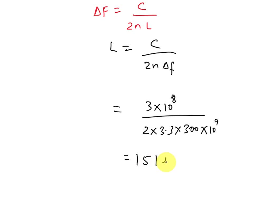 SOLVED: The longitudinal modes of a InP injection laser emitting at a wavelength of 0.94 μm are ...