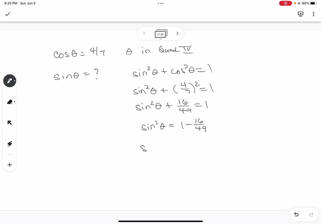 SOLVED: Question 8 (1 point) Use the fundamental identities to find the ...