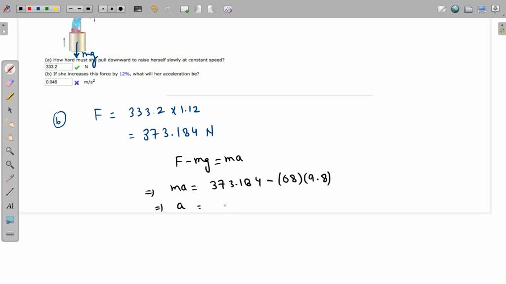 SOLVED: window washer pulls herself upward using the bucket-pulley ...