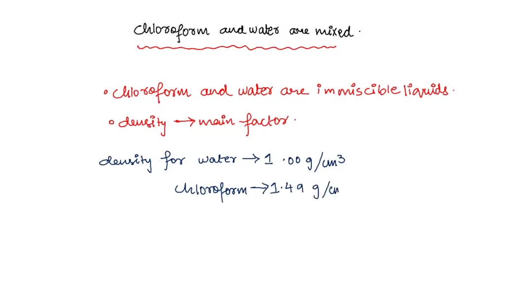 SOLVED: Chloroform and water are immiscible liquids and will form a ...