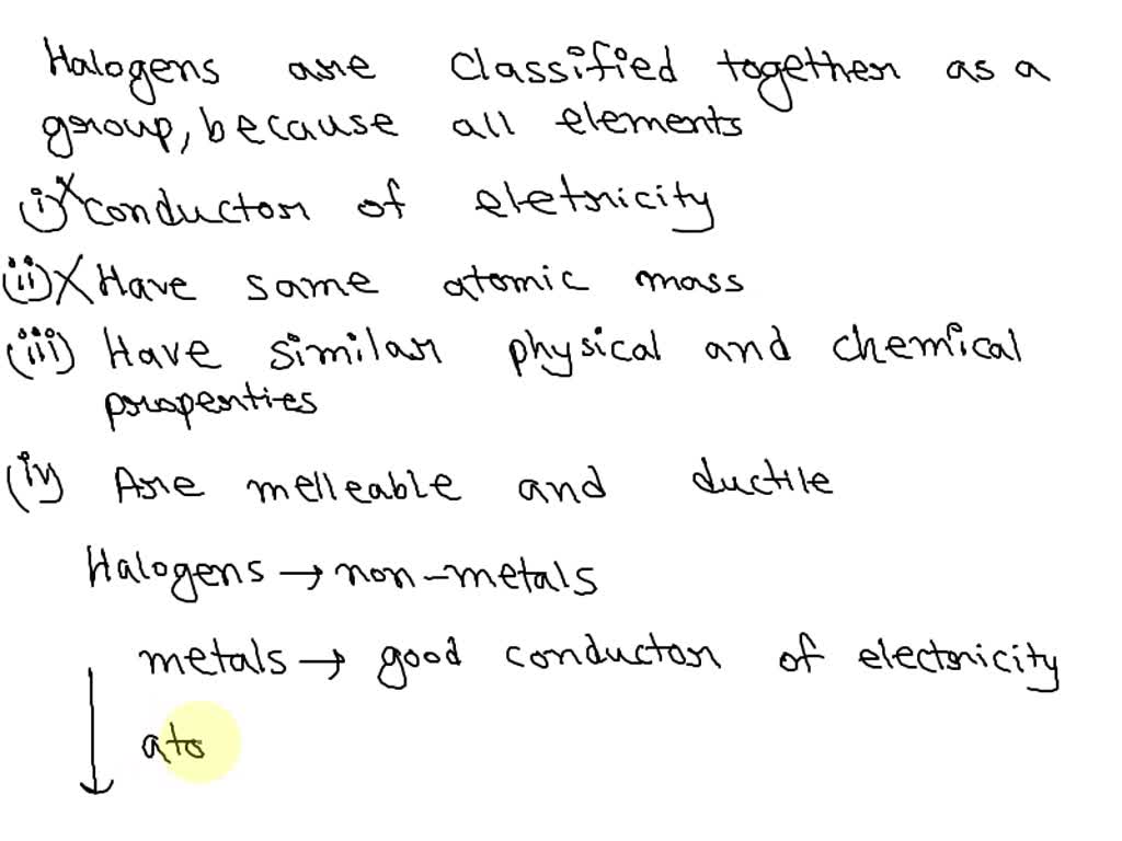 SOLVED: Halogens are classified together as a group because all ...