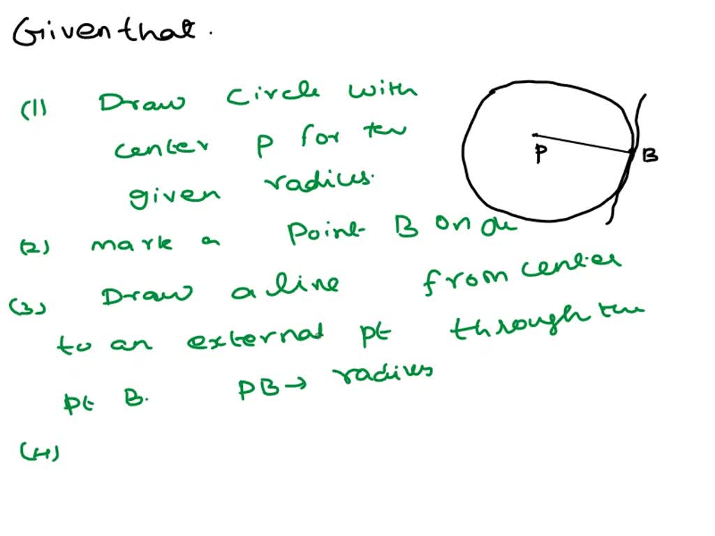 SOLVED: Construct a tangent to a circle through a point on the circle using the construction ...