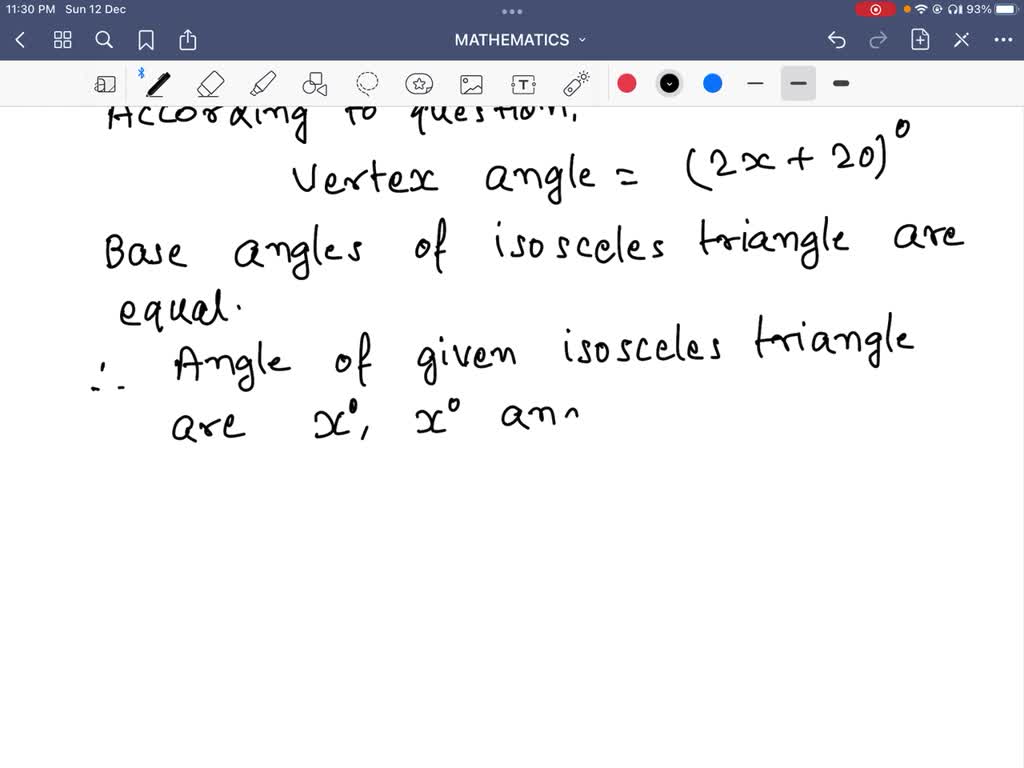 SOLVED: triangle ABC is an obtuse isosceles triangle. angle a measures 20°. what is the number ...