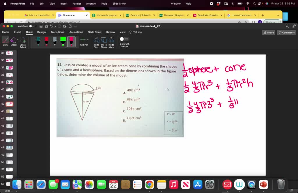SOLVED: ' 14. Jessica created a model of an ice cream cone by combining ...