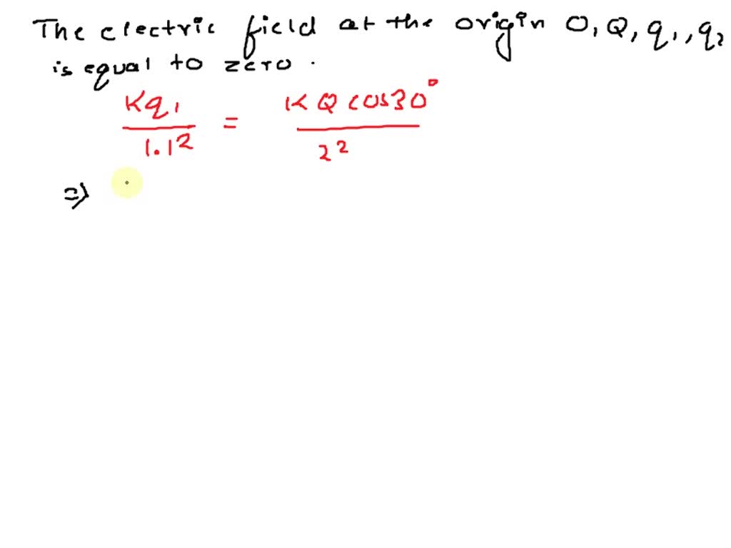 A point charge Q= -500 nC and two unknown point charges, q1 and q2, are ...