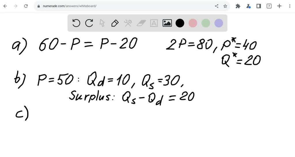 SOLVED: Suppose demand and supply are given by Qd = 40 − P and Qs = 1 ...