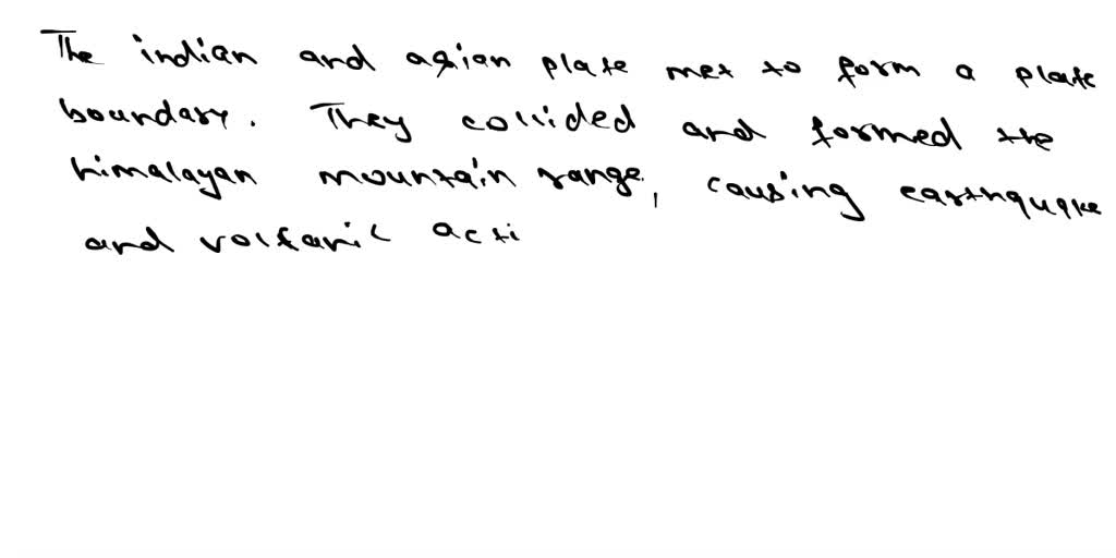 SOLVED: Explain how the Indian and Asian plates met and the kind of ...