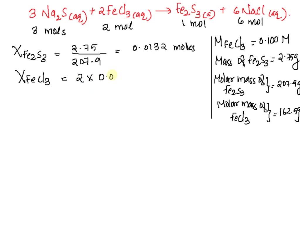 SOLVED: How many milliliters of 0.200 M FeCl3 are needed to react with ...