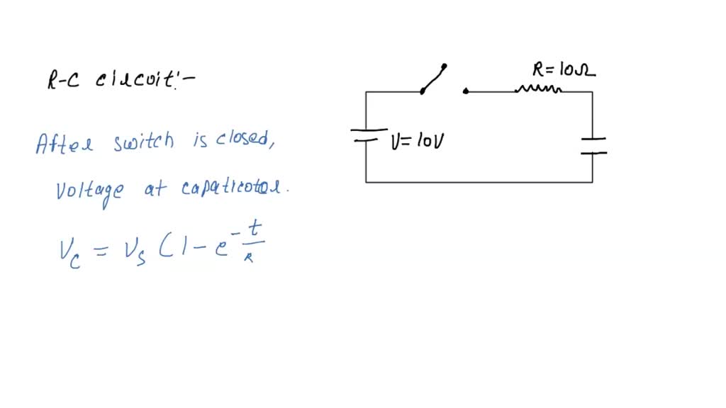 SOLVED: capacitor of capacitance C resistor of resistance R, battery of voltage and switch S are ...