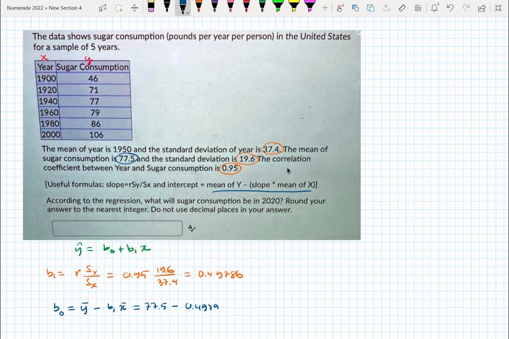 SOLVED: The data shows sugar consumption (pounds per year per person ...