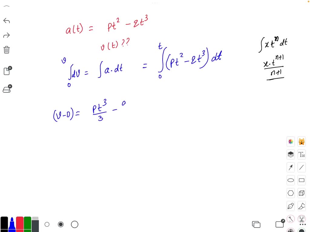 SOLVED: The acceleration of a particle varies with time according to the equation a(t)=p t^2-q t ...
