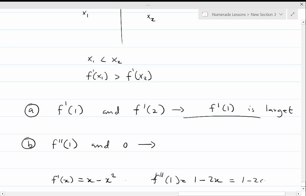 SOLVED: (1 point) Suppose f^'(x) is a differentiable decreasing ...