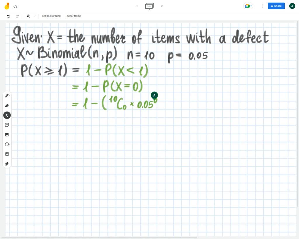 SOLVED: A manufacturing machine has a 5% defect rate. If 10 items are ...