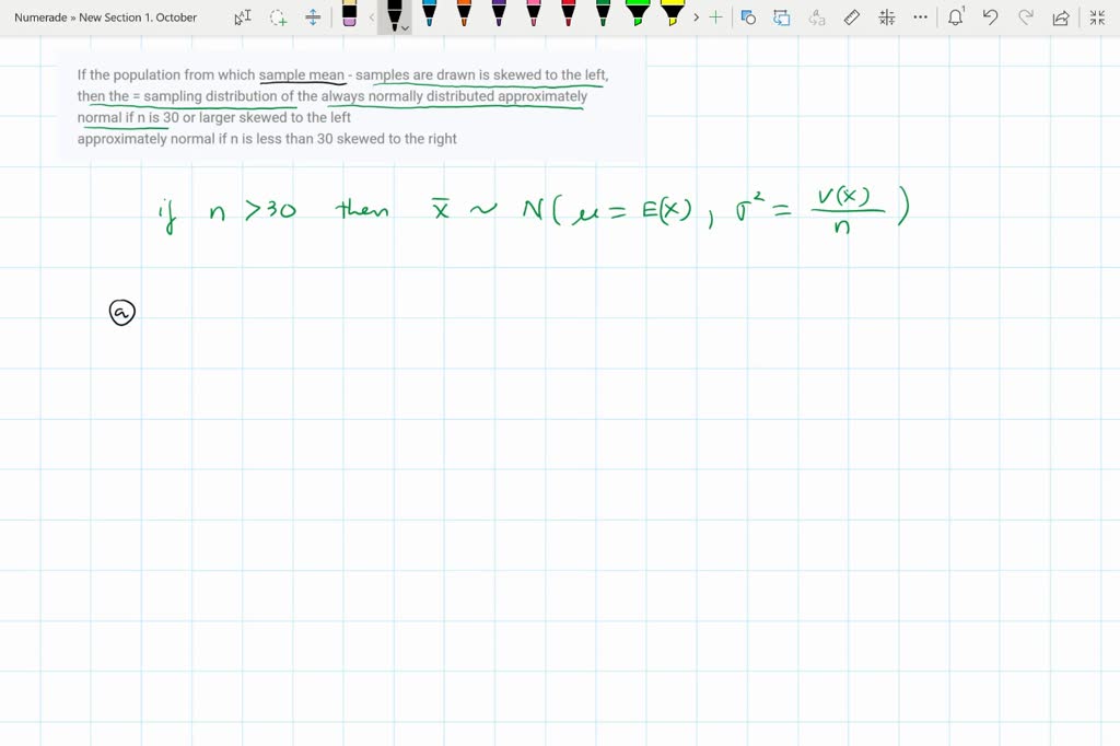 SOLVED: The sampling distribution x is approximately normal for a large ...