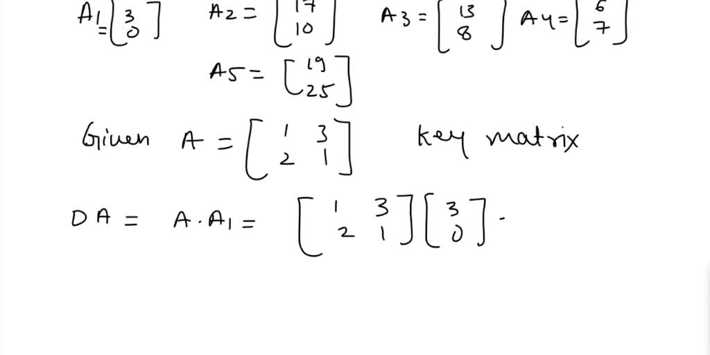Obtain the Hill cipher of the message DARK NIGHT Que for each of the ...
