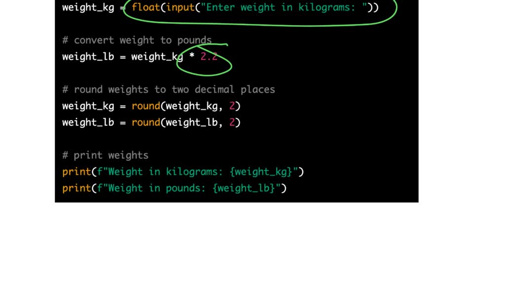 SOLVED: Write a program that prompts the user to enter the weight of a person in kilograms and ...
