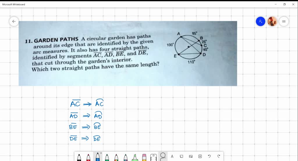 SOLVED: A circular garden has paths 11. GARDEN PATHS around its edge ...