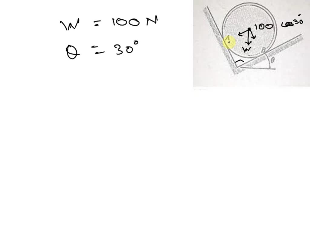 SOLVED: The homogeneous cylinder of weight W = 100N rests in a ...