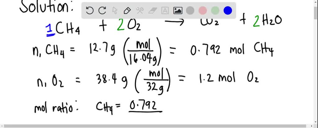 SOLVED: Gaseous methane reacts with gaseous oxygen gas to produce ...