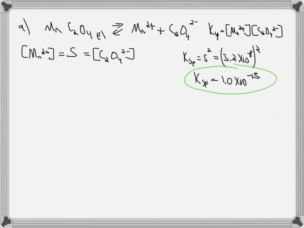 SOLVED: Use the following data to calculate the Ksp value for each solid. a. The solubility of ...