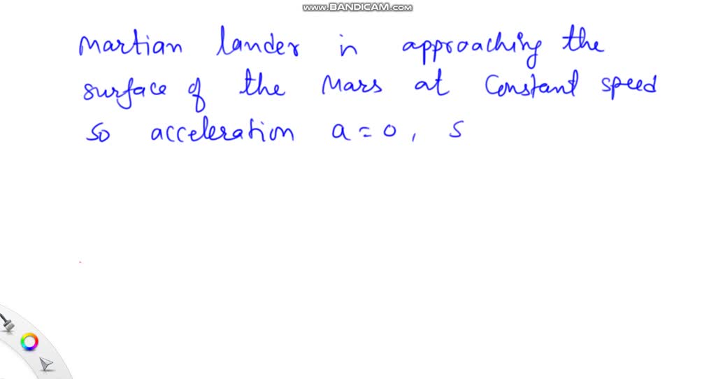 SOLVED: A Martian lander is approaching the surface. It is slowing its ...