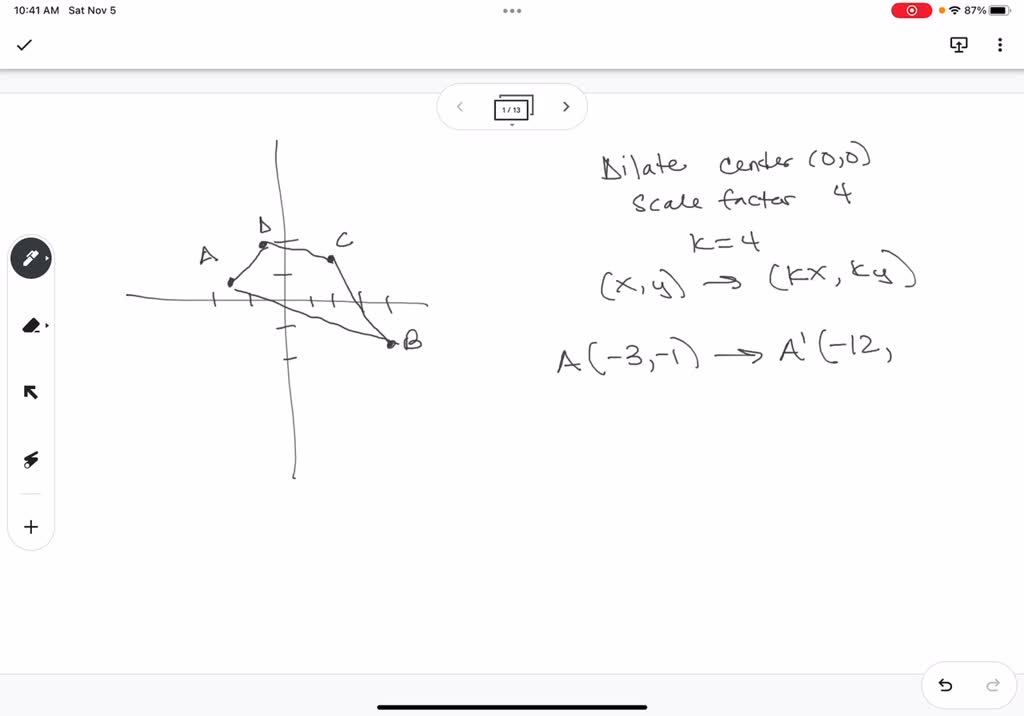 SOLVED: Draw an image of DEF after a dilation having a scale factor of 3, with the center of ...