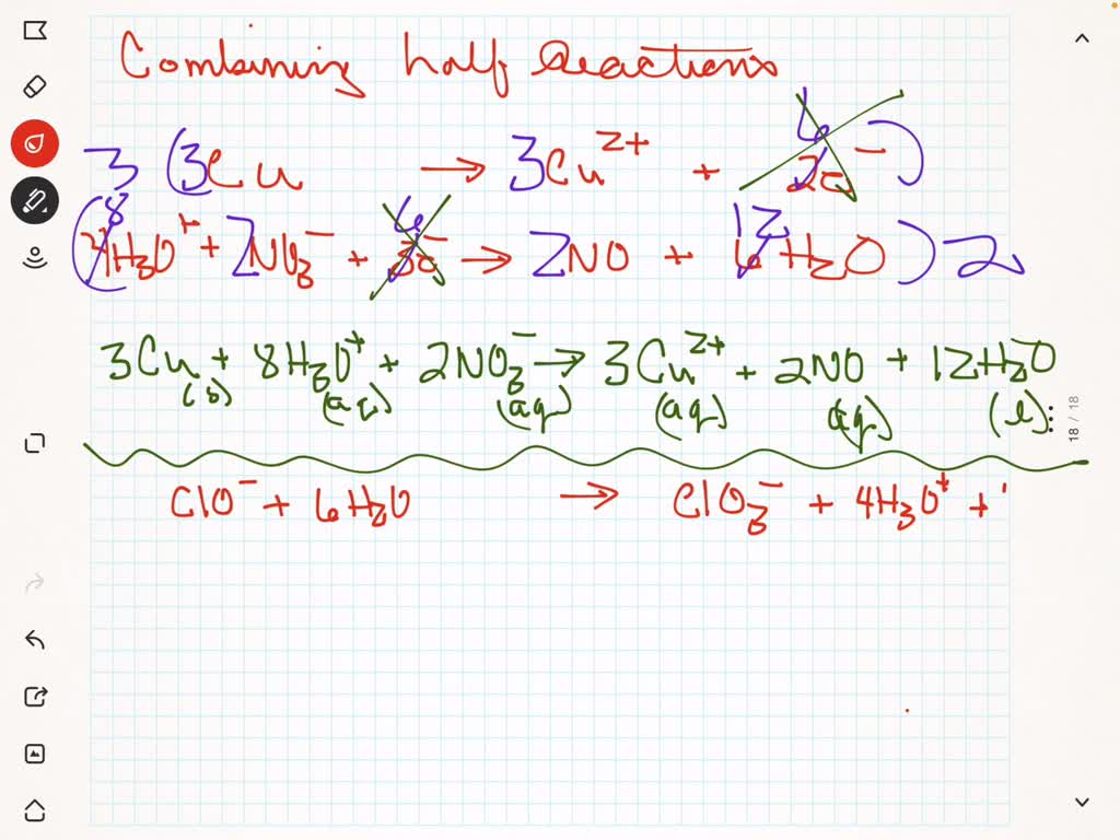 SOLVED: Combine these two half-reactions to give the balanced overall ...