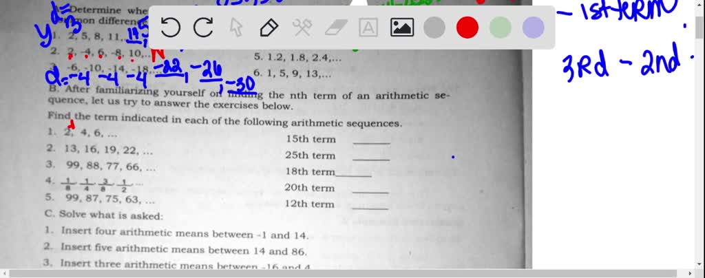 Solved Learning Task 2a Determine Whether The Sequence Is Arithmetic Or Not If It Is Find 