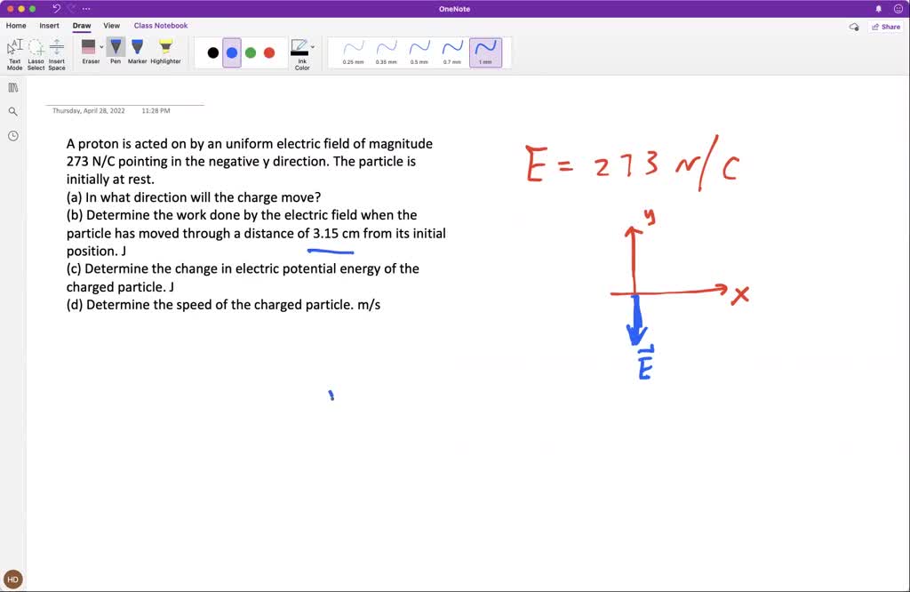 SOLVED: proton is acted on by uniform electric field of magnitude 423 N/C pointing in the ...