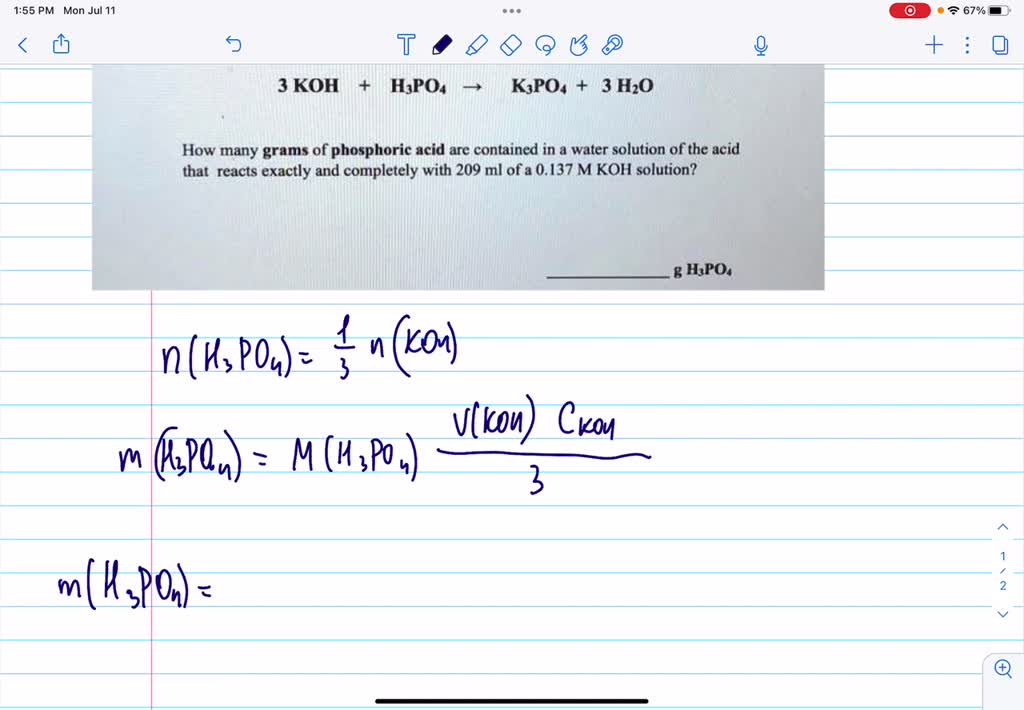 SOLVED: The balanced chemical equation for the reaction of the base ...