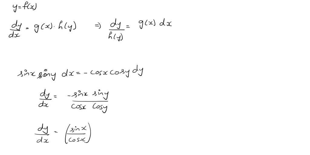 SOLVED: Question 16 Points Solve the DE sinx siny dx cosx cosy dy ... SOLVED: Question 16 Points Solve the DE sinx siny dx cosx cosy dy ...