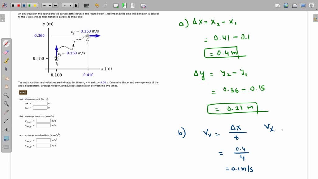 SOLVED: An ant crawls on the floor along the curved path shown in the ...