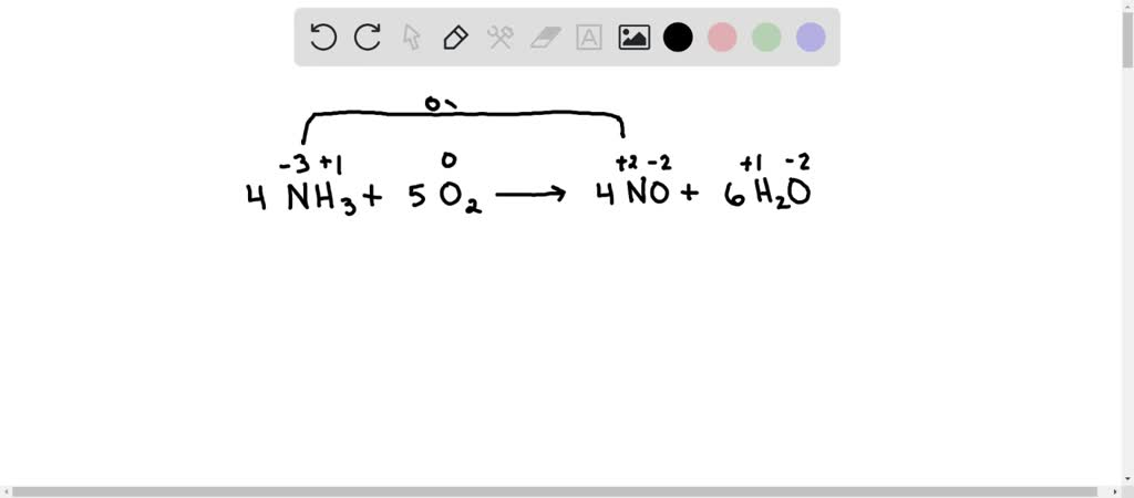 SOLVED: Consider the following reaction: 4NH3 + 5O2 â†’ 4NO + 6H2O The element being oxidized ...