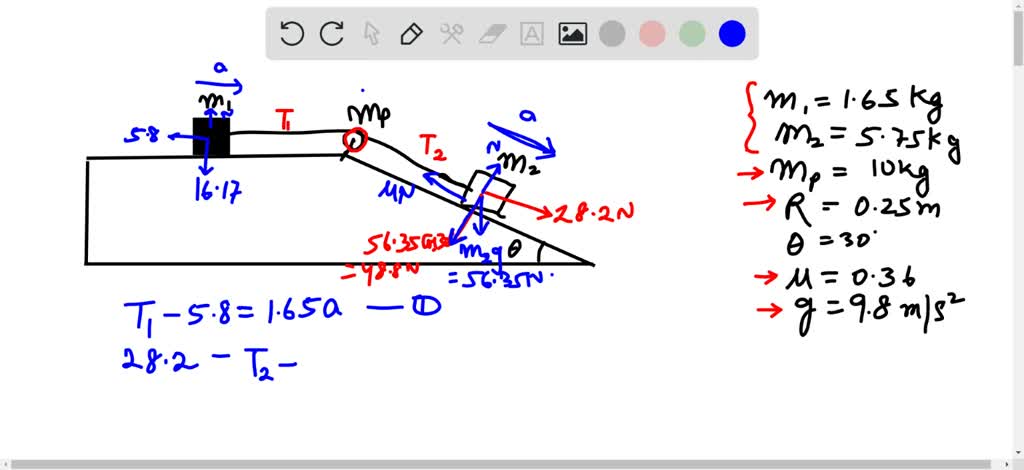 SOLVED: A block of mass m1 = 1.65 kg and a block of mass m2 = 5.75 kg are connected by a ...