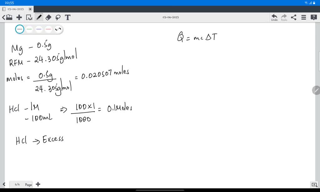 SOLVED: You place 0.500 g of magnesium chips in a coffee-cup calorimeter and then add 100.0 mL ...